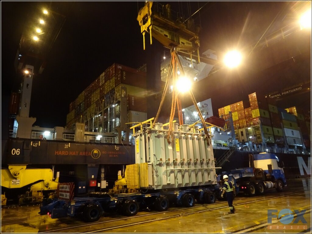 78ton Transformer Loaded into a Container vessel on a Flat Rack bed ...